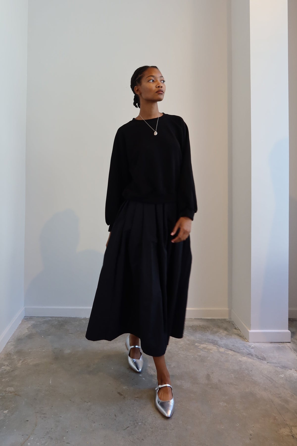 Camila Silver Leather Mary Jane Flat – alas eius